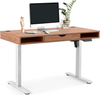 hjh OFFICE Schreibtisch Worktime Style 120x60 cm - Elektrisch h&ouml;henverstellbarer Arbeitstisch mit Memoryfunktion, Steh-Countdown, USB-Hub, Schublade & Ablagef&auml;ch
