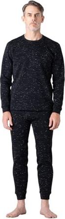 Lapasa Ensemble de sous-Vêtements Thermiques Homme Chaleur Extrême avec Doublure Veloutée Ultra Épaisse Haut Maillot de Corps Pantalon Bas Hiver M63 Noir Chi