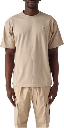 Stone Island Homme, Tops, Beige, Taille: M T-shirt &agrave; Col Rond