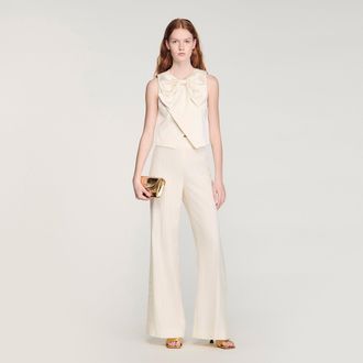 Sandro Kurzes Satin-Top mit Schleife