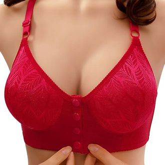 Generic D&eacute;bardeur rembourr&eacute; bretelles r&eacute;glables, soutien-gorge enti&egrave;rement couvrant, soutien-gorge confortable sans armatures, rouge, 40