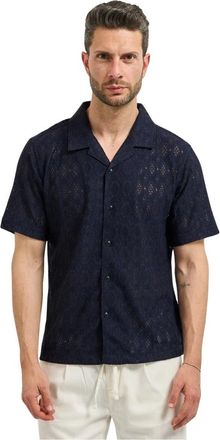 Guess Homme, Chemises, Bleu, Taille: 2XL Chemise &agrave; Manches Courtes en Crochet