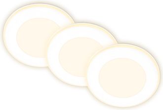 Briloner 3er Set LED Einbaustrahler 230V mit Nachtlichtfunktion, Flächen und Ringe sep. schaltbar, Speicherfunktion, LED Spot, flach, Deckenspots, Einbauleucht