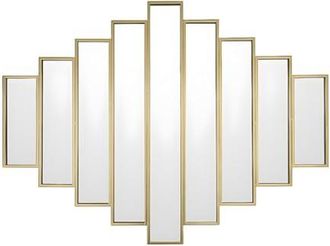 Vente-Unique Miroir Art Deco sym&eacute;trique en m&eacute;tal - L. 120 x H. 90 cm - Dor&eacute; - GALICE