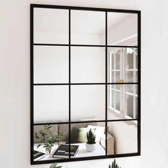 vidaXL Miroir mural noir 80x60 cm m&eacute;tal Vidaxl