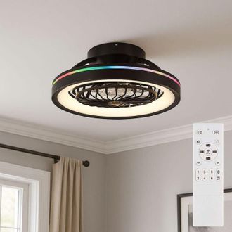 Globo Lighting Globo Lighting - Plafonnier Ventilateur Ventilateur dambiance Refroidisseur Lampe de salon, cct 2700-6500K rgb led T&eacute;l&eacute;commande gradable Fonction