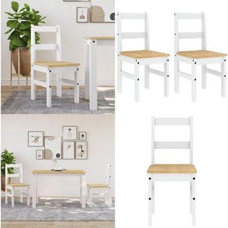 vidaXL Essst&uuml;hle 2 Stk. Panama Wei&szlig; 40x46x90 cm Massivholz Kiefer - Holzsessel - Esszimmerstuhl - K&uuml;chenstuhl - Wei&szlig;es M&ouml;belst&uuml;ck - Massiver