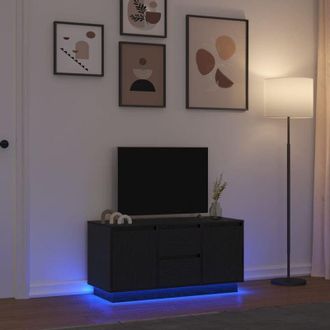 vidaXL Meuble tv avec lumi&egrave;res led ch&ecirc;ne noir 100x41x50 cm Vidaxl