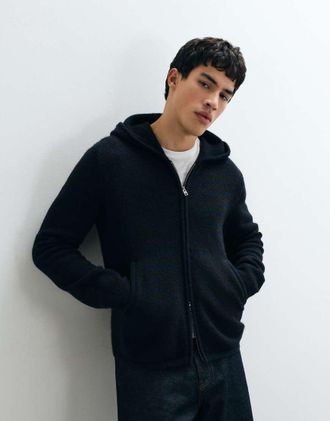 Weekday Kapuzenjacke mit Rei&szlig;verschluss in braun-marineblauem Streifenmuster