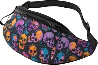 Generic Stylisch Sporttasche Totenkopf-Print G&uuml;rteltasche Sporttasche Umh&auml;ngetaschen F&uuml;r Joggen Aktivit&auml;ten Radfahren 14X35Cm