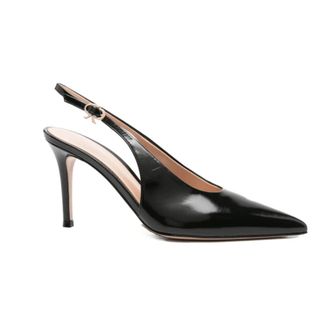 Gianvito Rossi Schwarze Leder Slingback Stiletto Pumps - - Shoes - Damen - Schwarzk - 38 EU