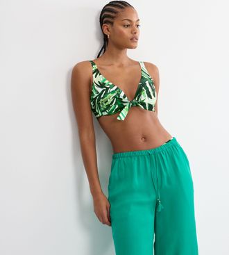 Triumph B&uuml;gel-Bikini-Top TRIUMPH Summer Palm W, Damen, Gr. 38, Cup B, gr&uuml;n (gr&uuml;n combination), Microfaser, Obermaterial: 55% Polyamid, 45% Elasthan, Bikini-Ob