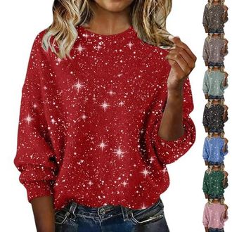 Generic HUIFUAO Pull &agrave; paillettes pour femme - Grande taille - Pull scintillant en tricot &agrave; paillettes - Automne et hiver - Chaud et confortable &agrave; manches lon