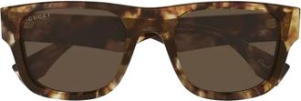 Gucci lunettes de soleil carr&eacute;es &agrave; motif Havane - Marron