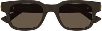 Bottega Veneta unisex, Accessoires, Brun, Taille: 49 MM Lunettes de soleil rectangulaires