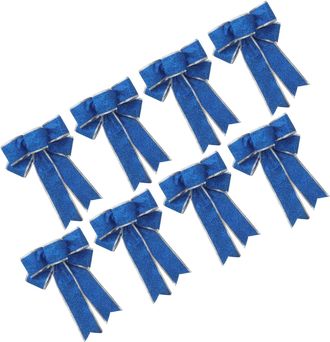 BESPORTBLE Baluue 8 St&uuml;ck Weihnachtsbaumschleifen aus Glitzerband 25X20cm Blaue Dekoschleifen zum Aufh&auml;ngen f&uuml;r Weihnachtsbaumspitze Wiederverwendbar Vielseitige