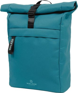Walker Classic Rucksack Roll Top Emerald mit Hauptfach, Laptopfach, ergonomischen Schulterriemen und Mittelfach mit Handytasche, wasserabweisend, ca. 20 23 l