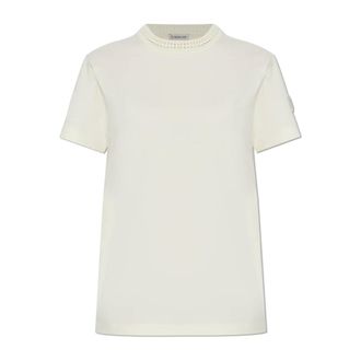 Moncler T-Shirt mit dekorativem Ausschnitt - - Tops - Damen - Beige - M