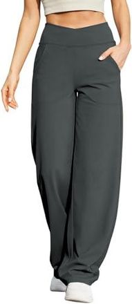 Generic Pantalon de yoga long pour femme avec poches, pantalon de surv&ecirc;tement pour femme, jambe large, pantalon de loisirs, taille haute, pantalon de surv&ecirc;tem