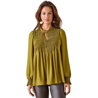 Daxon by - Blouse satin &agrave; plis nervur&eacute;s