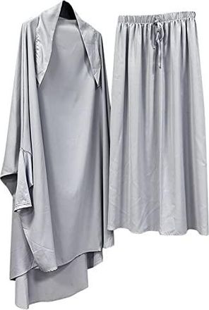 Generic Robe De Soir&eacute;E Femme - Ensemble Longue Robe de Pri&egrave;re &Eacute;l&eacute;gant pour Femme avec Manches Longues et Jupe Coordonn&eacute;e