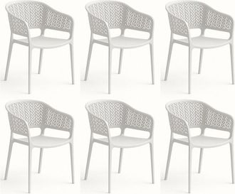 PEGANE Pegane - Lot de 6 chaises de jardin empilables en r&eacute;sine coloris blanc - Longueur 59 x Profondeur 56 x Hauteur 79 cm
