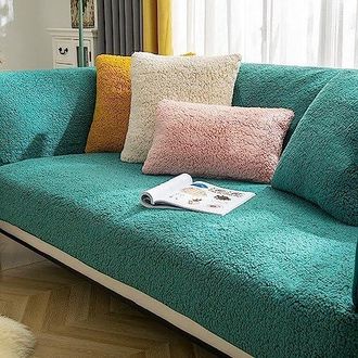 Shanna Housse de Canap&eacute; &Eacute;pais 1/2/3/4 Places en Forme de L, Couvre Canap&eacute; Protege Housse de Canap&eacute; Universelle Antid&eacute;rapante en Fausse Fourrure pour Salon (S