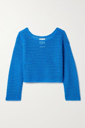 Suzie Kondi Pull Raccourci En Cachemire Crocheté Dimitra - Bleu