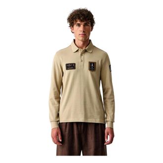 Aeronautica Langarm Poloshirt - - Tops - Herren - Beige - L