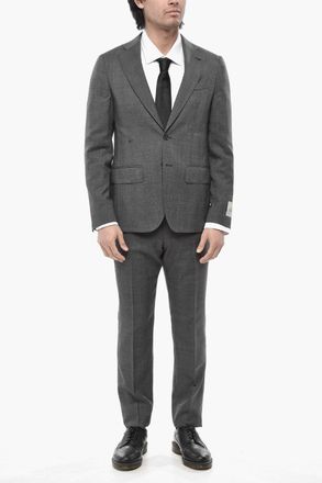 Corneliani CC COLLECTION Zweiknopf-Anzug Aus Schurwolle Im Districk-Check Corneliani