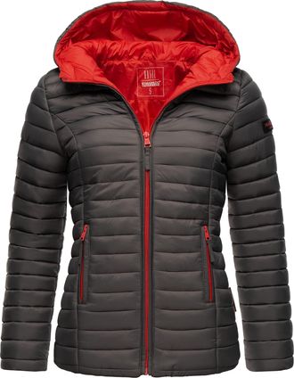 Marikoo Damen leichte Übergangsjacke Steppjacke mit Kapuze Asraa Anthracite Gr. XXL