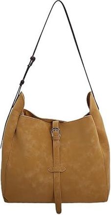 Generic Sac &agrave; bandouli&egrave;re r&eacute;tro en cuir synth&eacute;tique avec sangle r&eacute;glable pour femme, travail, shopping, voyage, quotidien, marron clair, 13.39*5.12*10.24inch