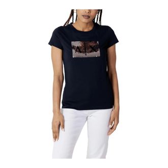 A|X Armani Exchange Rundhals-T-Shirt aus Baumwolle mit kurzen &Auml;rmeln - - Tops - Damen - Blau - L