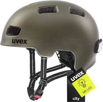 Uvex city 4 - leichter City-Helm für Damen und Herren - individuelle Größenanpassung - inkl. LED-Licht - green smoke matt - 58-61 cm