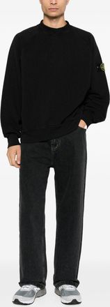 Stone Island Oversized Cotton Sweatshirt - Black