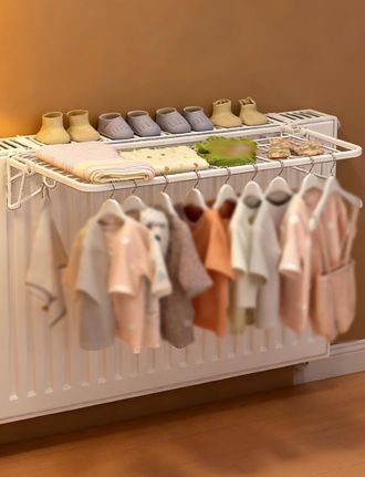 Generic Tragbarer W&auml;schest&auml;nder &uuml;ber dem Heizk&ouml;rperregal for Wohnzimmer, Schlafzimmer, K&uuml;chen, Badezimmer, B&uuml;ros und Flure(Natural,55cm/21.5in)