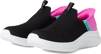 Skechers Mädchen Ultra Flex 3.0 Fresh Time Sneaker, Black Mesh Pink Trim, 37.5 EU