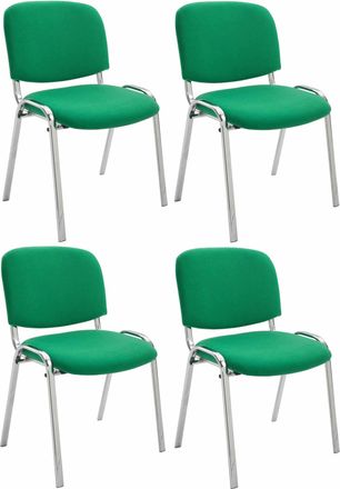 Clp 4er Set Stühle Ken Chrom Stoff I Gepolsterte Sitzfläche, Farbe:grün