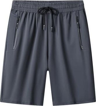Generic Short de bain pour homme - Short dentra&icirc;nement l&eacute;ger pour entra&icirc;nement sportif, course &agrave; pied, randonn&eacute;e, jogging avec poches zipp&eacute;es, gris, 6XL