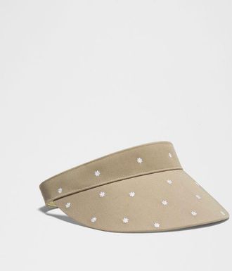 lululemon Visor aus Baumwoll-Twill mit abnehmbarem Schwei&szlig;band - Gr&ouml;&szlig;e M/L in Star Flower Embroidery Sheer Oak White