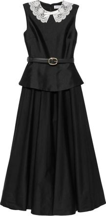 Self Portrait Lace-collar Peplum-waist Midi Dress