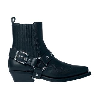 Ganni Leder Western Chelsea Stiefel - - Shoes - Damen - Schwarzk - 36 EU