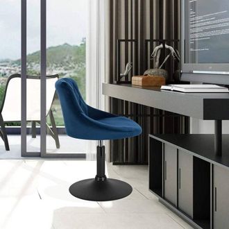 Woltu 4X Hocker Sitzhocker Barsessel Relaxsessel Loungesessel mit R&uuml;ckenlehne h&ouml;henverstellbar Sitzfl&auml;che aus Samt Gestell aus Metall Blau