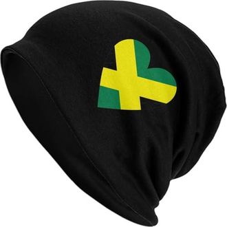 Generic Revers Bonnet Drapeau du Coeur Jamaïcain Léger Beanie Tricoté Doux Watch Hat pour À Pied Hiver