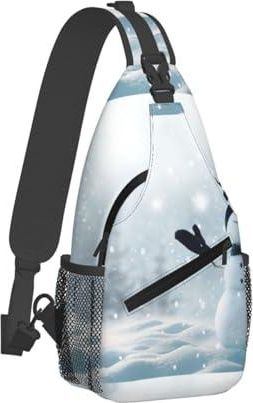 Generic Sacoche Port&eacute; &eacute;paule Bonhomme de neige joyeux No&euml;l Antivol Sling Bag Multifonction Cross Body pour Homme Femme &eacute;cole