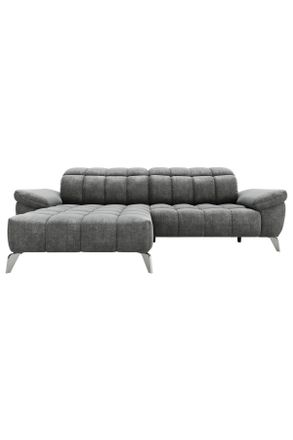Xora Ecksofa, Dunkelgrau, Metall, Textil, 3-Sitzer, Ottomane links, L-Form, Relaxfunktion, seitenverkehrt erh&auml;ltlich, USB-Anschluss, Wohnzimmer, Sofas & Co