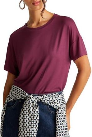 Benetton T- Shirt 3z12d101x, Aubergine, X-Large Femmes
