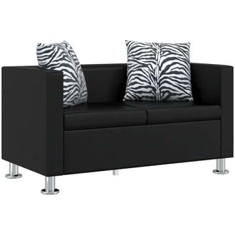 vidaXL Canap&eacute; &agrave; 2 places Cuir synth&eacute;tique Noir
