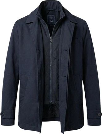 Fay Homme, Vestes, Bleu, Taille: 3XL Trench en popeline technique