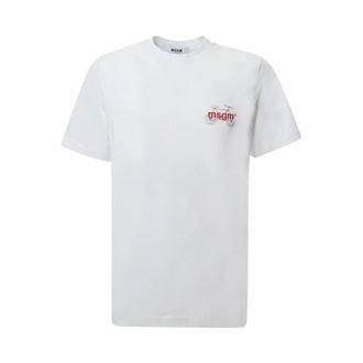 Msgm Baumwoll-Jersey-T-Shirt - - Tops - Herren - Wei&szlig; - M